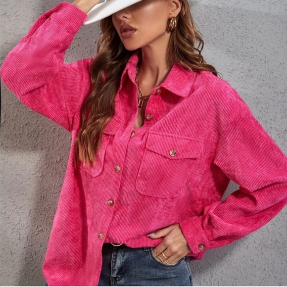 wild fable | Tops | Hot Pink Button Up Shacket | Poshmark